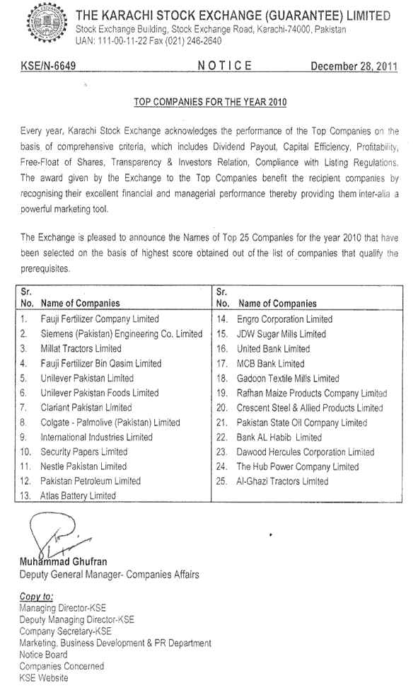 Pakistan Stock Exchange Limited - | PSX | Exchange | General | Top ...