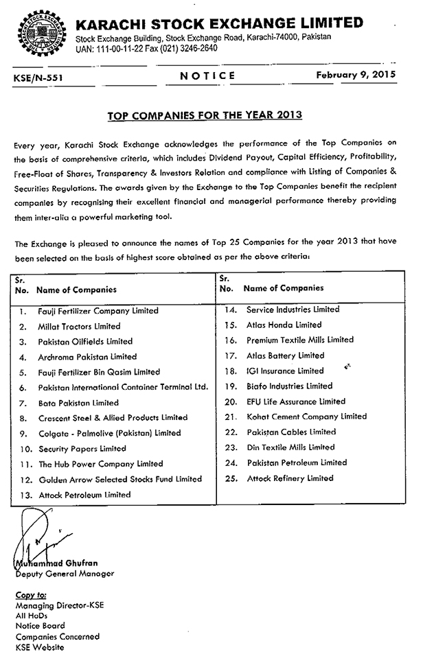 Pakistan Stock Exchange Limited - | PSX | Exchange | General | Top ...